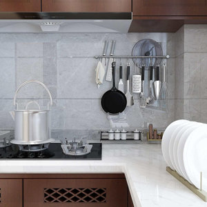 Mercer41 Kitchen Hanging Racks 304 Stainless Steel 20 Inch Rail Utensil ...