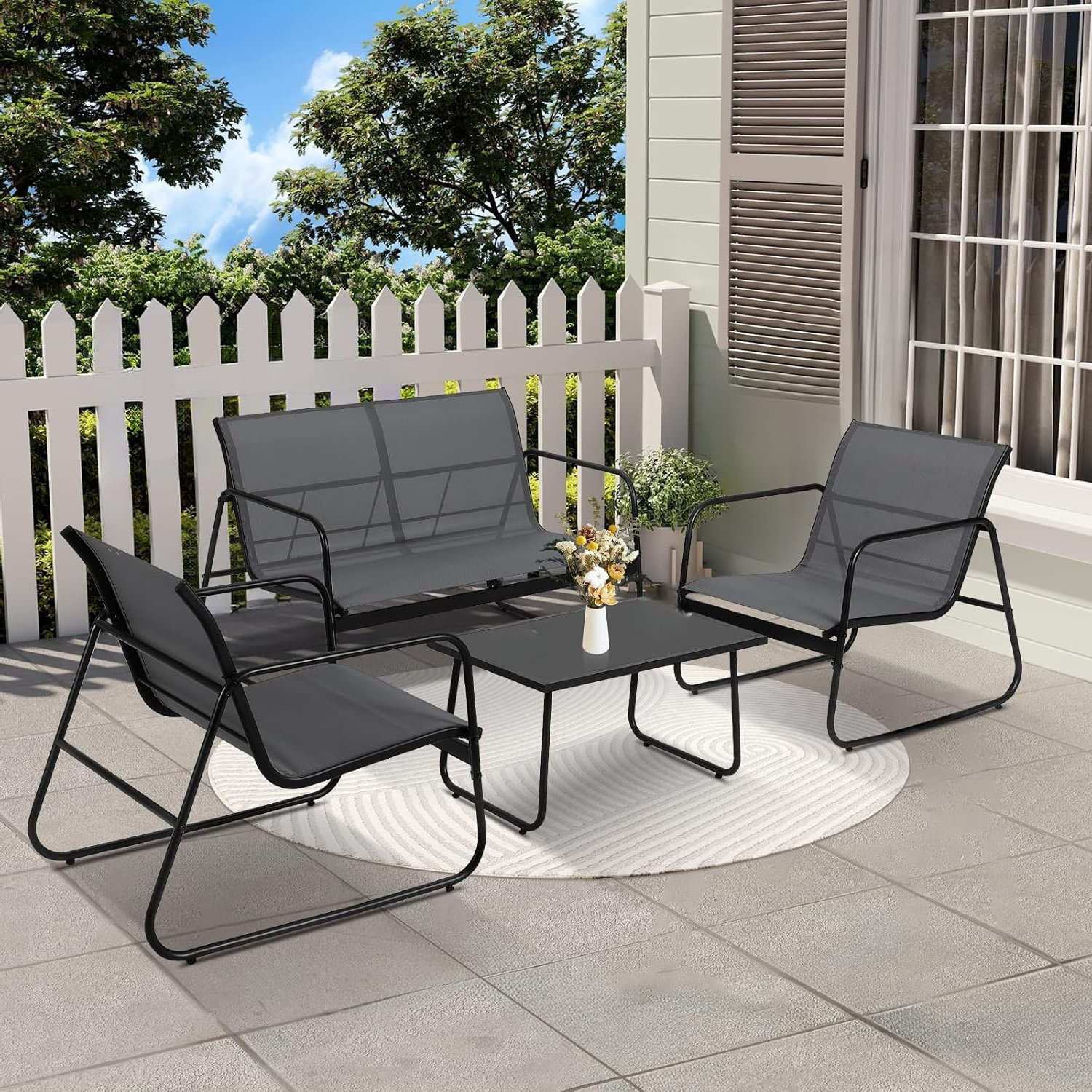 Blue Elephant Metal 4 - Person Multiple Chairs Seating Group | Wayfair ...