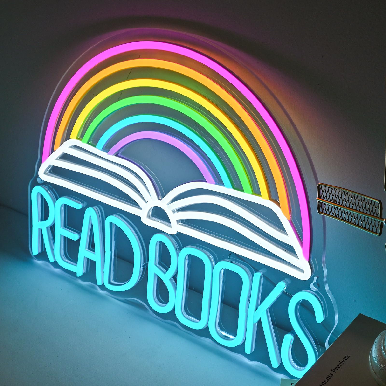 Trinx Read Books Neon Sign Book Neon Light Colorful Rainbow Neon Light ...