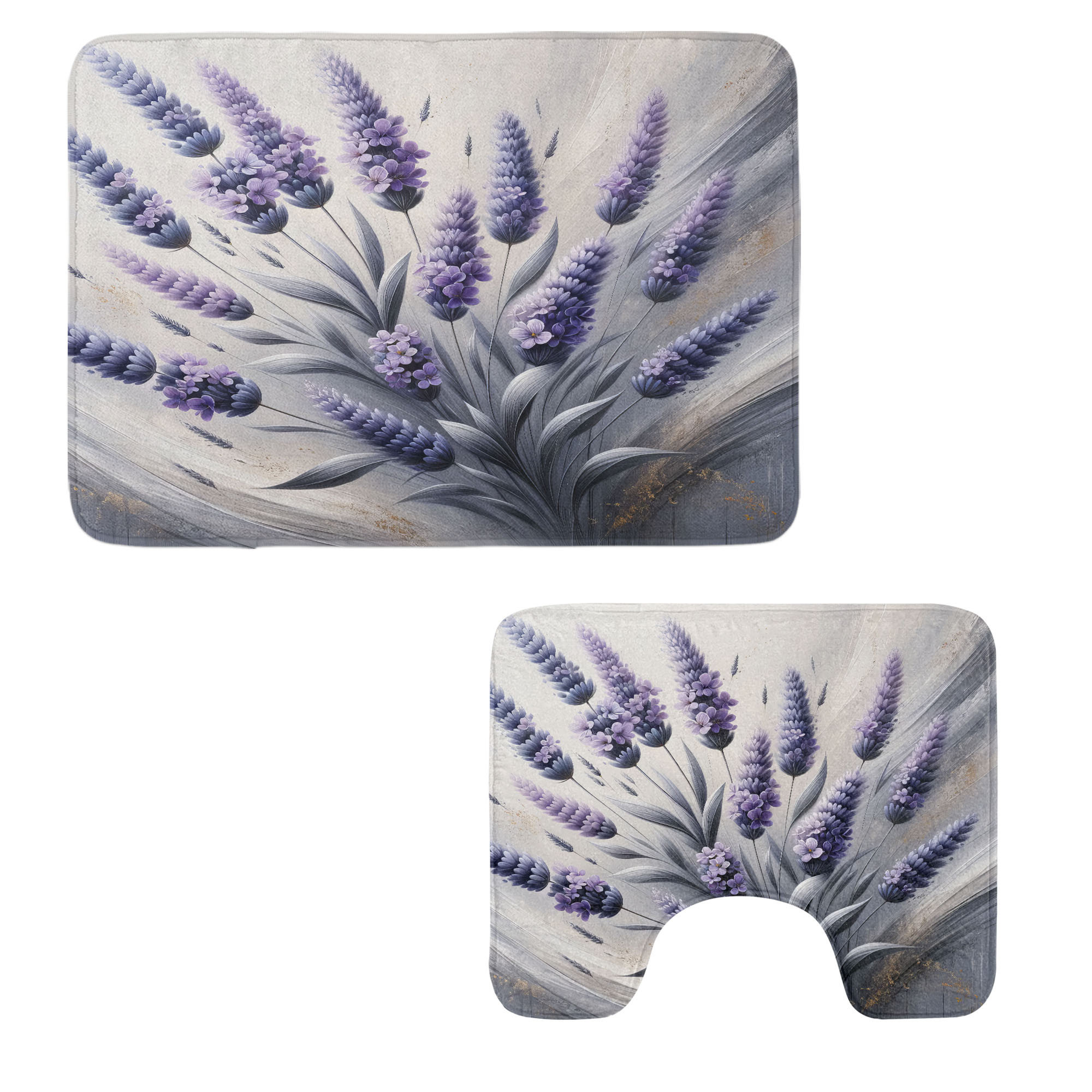 East Urban Home Lavender Bathroom Rug Set 2 Pieces Rectangle & Contour ...