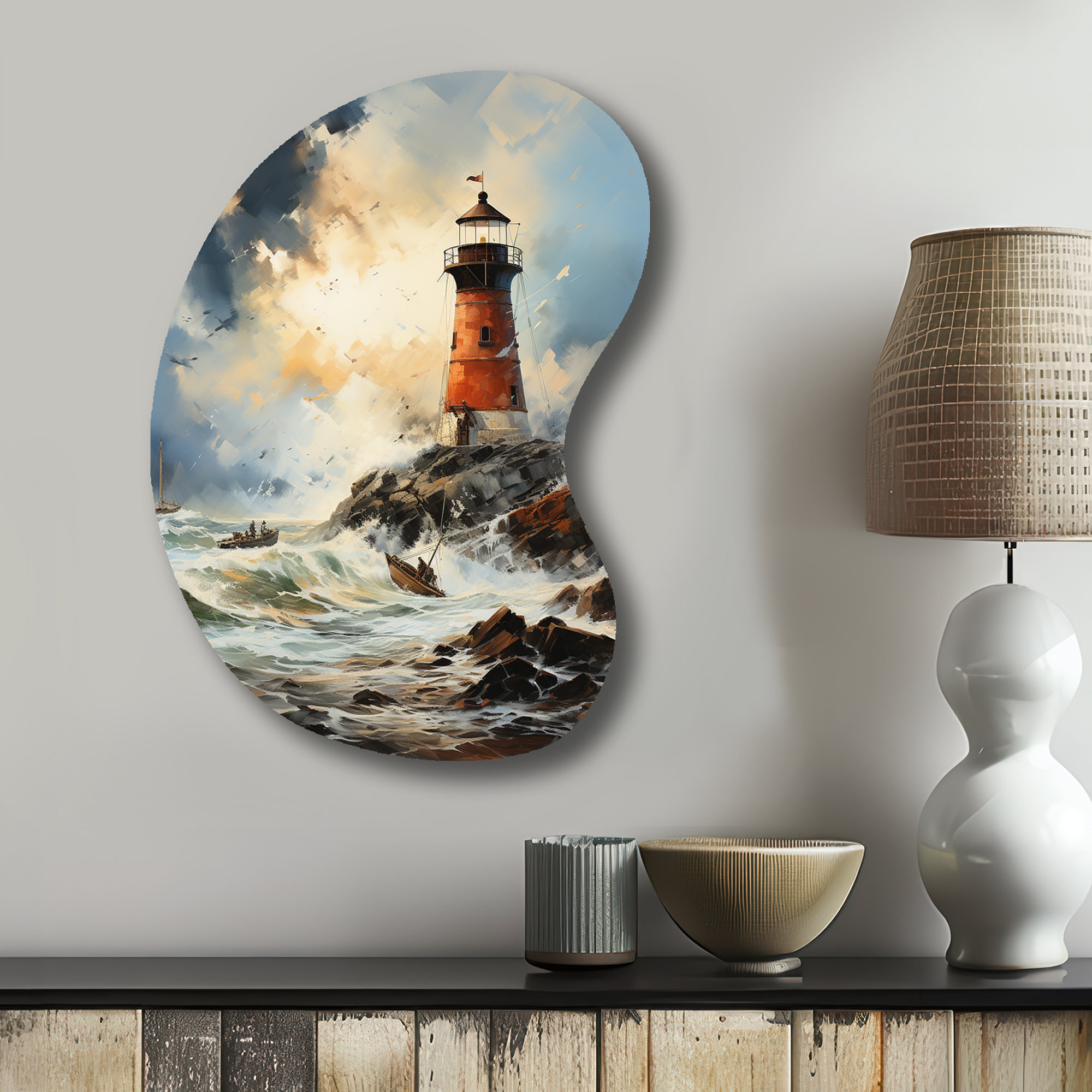 Design Art Vintage Lighthouses Guiding Light I - Lighthouses Boom Shape ...