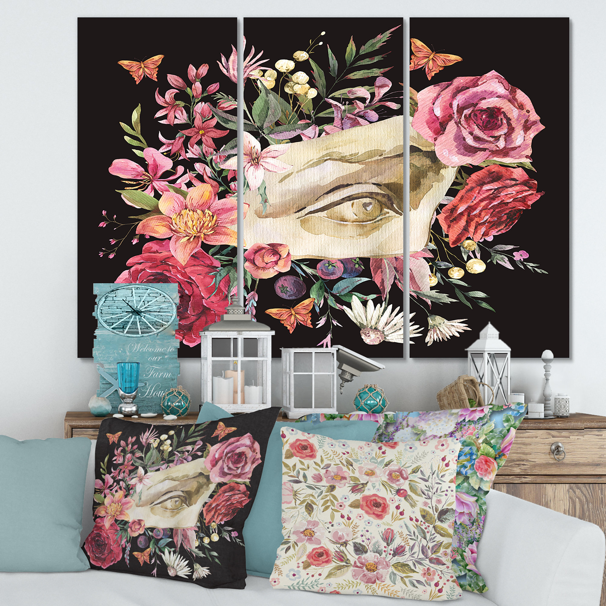 East Urban Home " Greek Sculpture David Eye With Dried Wildflowers " 3 ...