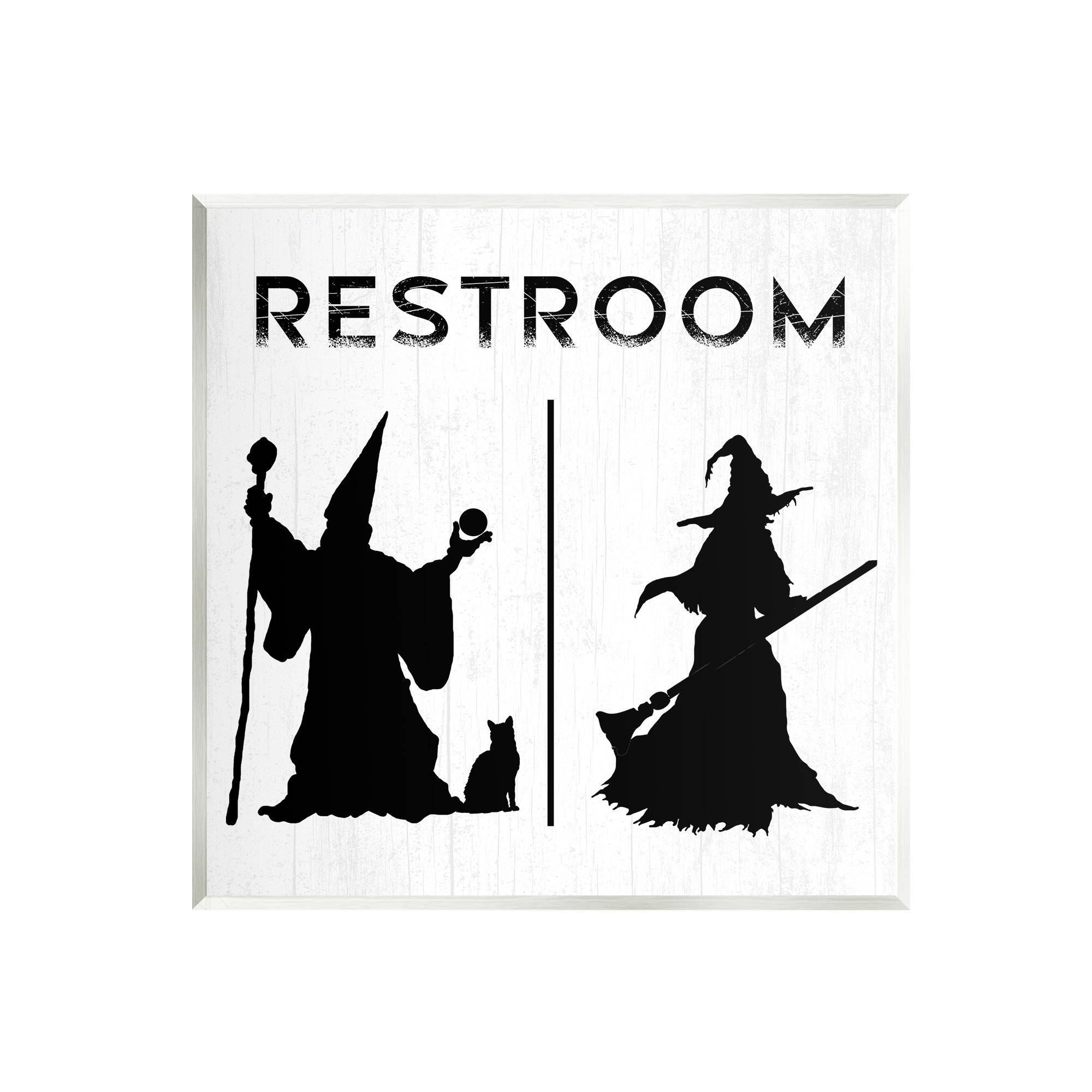 Stupell Industries Rustic Witch & Wizard Halloween Restroom Sign by ...