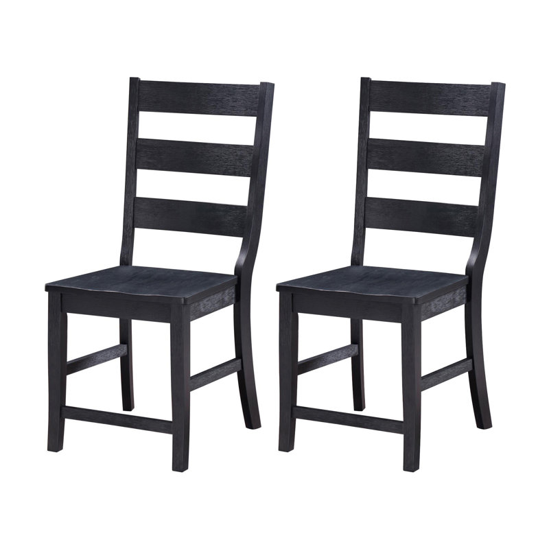 Winston Porter Koester Black Ladder Back Side Chairs (Set of 2) | Wayfair