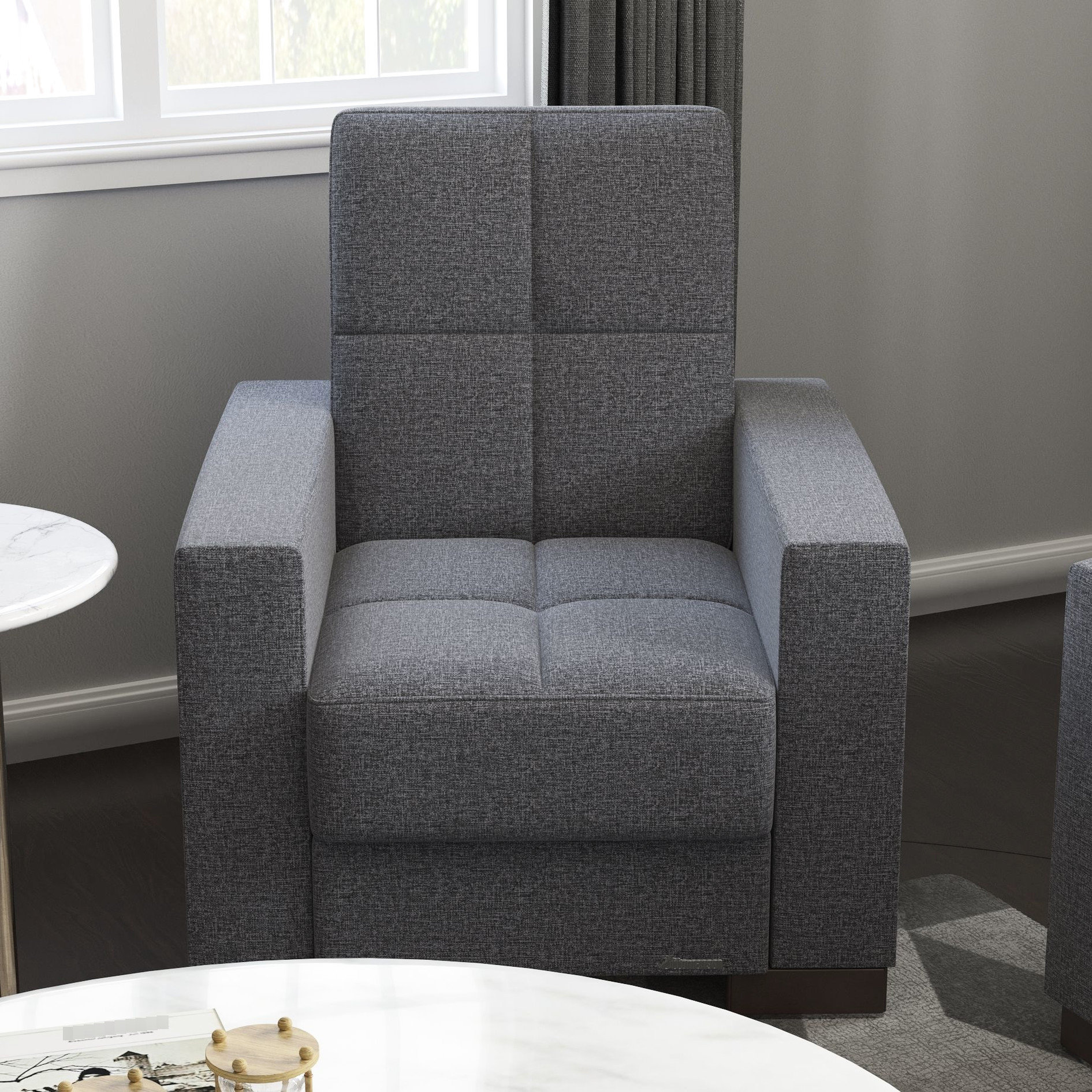 Hokku Designs Convertible Armchair With Storage, Grey - Suitable For ...