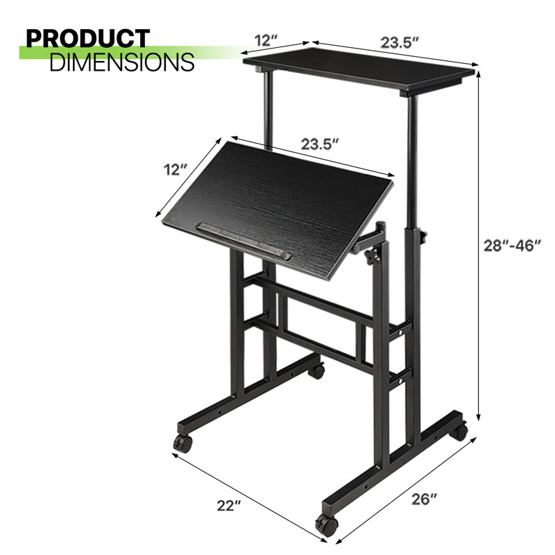 Bring Home Furniture Computer Desk with Tilting Table, Adjustable Small ...