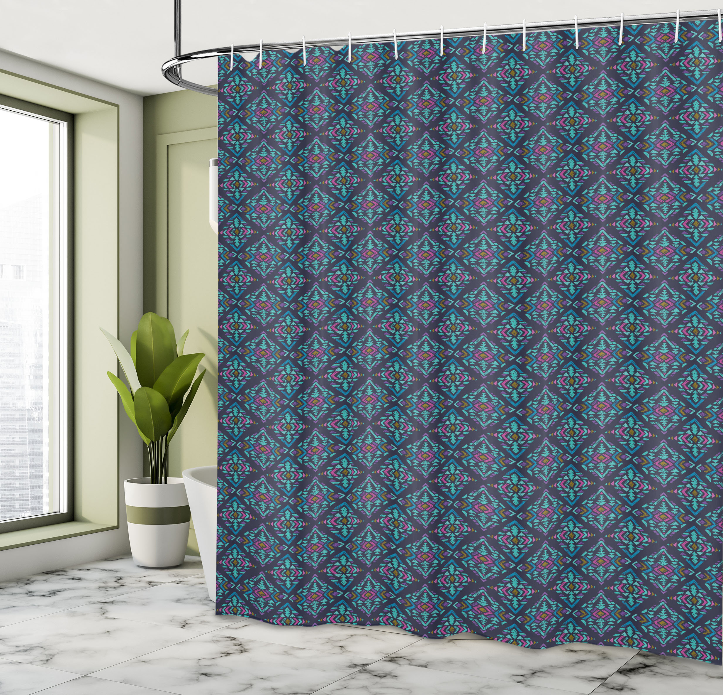 Ambesonne Tribal Shower Curtain Geometrical Motif | Wayfair