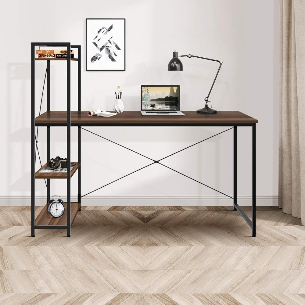 17 Stories Modern Multi-Level Computer Desk With 4-Tier Shelves And ...