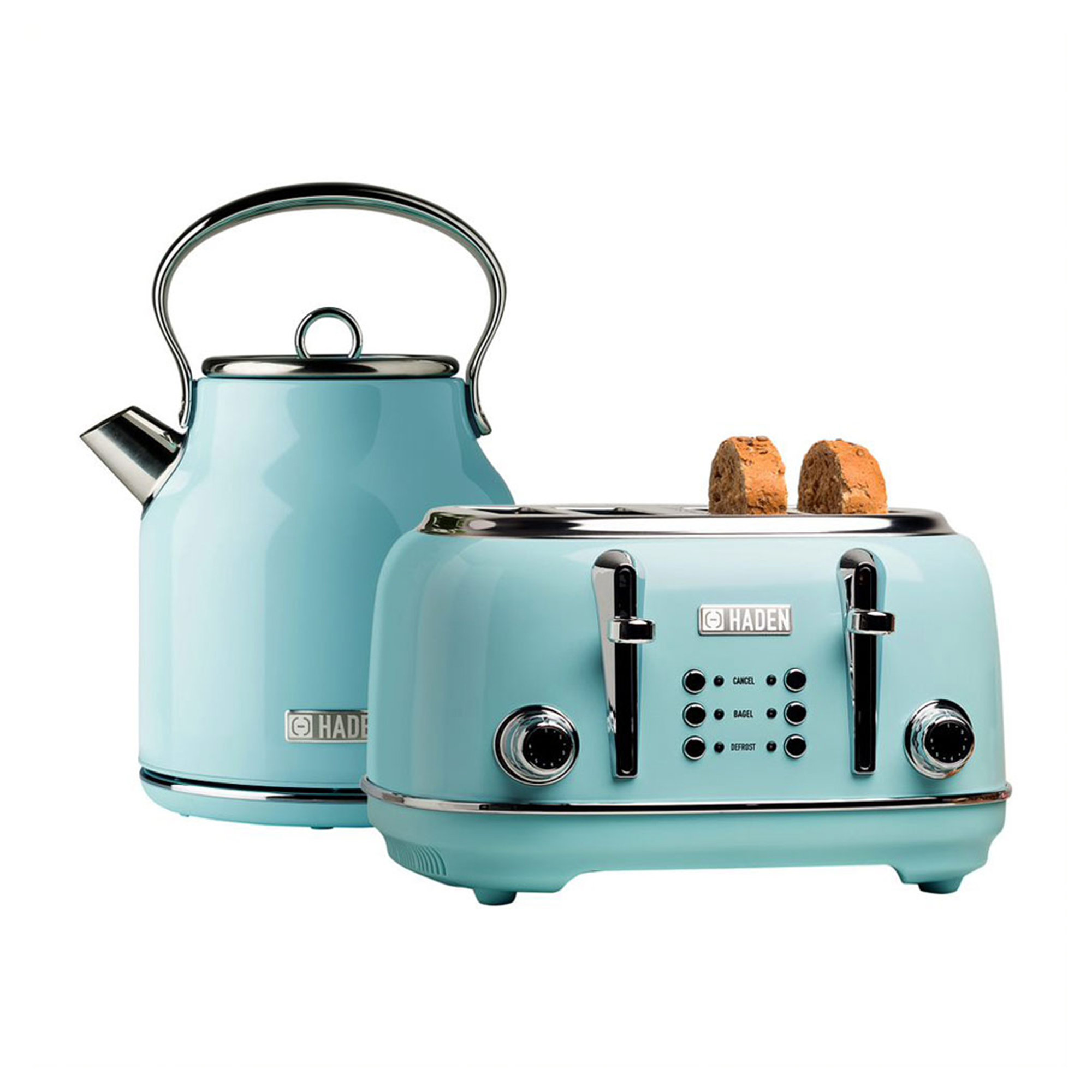HADEN Turquoise Stainless Steel Heritage Toaster & 1.7 Liter Electric ...