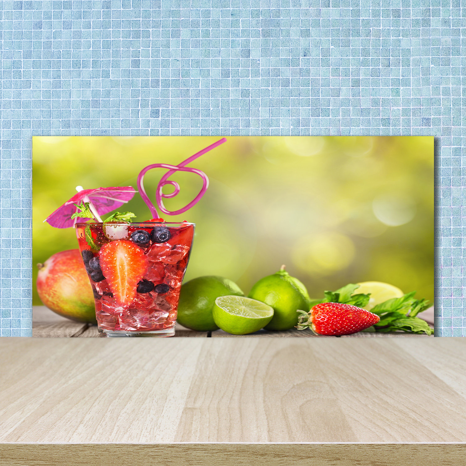 Ebern Designs Fruit Cocktail 50cm x 100cm Glass Panel | Wayfair.co.uk