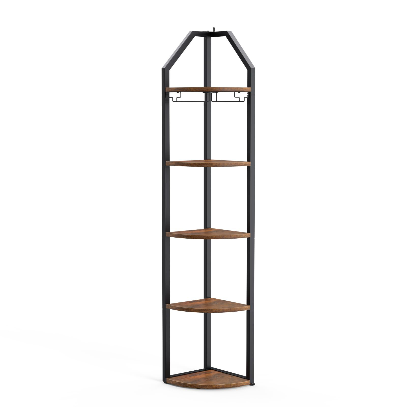 17 Stories 70 Inch Rustic Corner Shelf 5 Tier Tall Corner Bookshelf ...