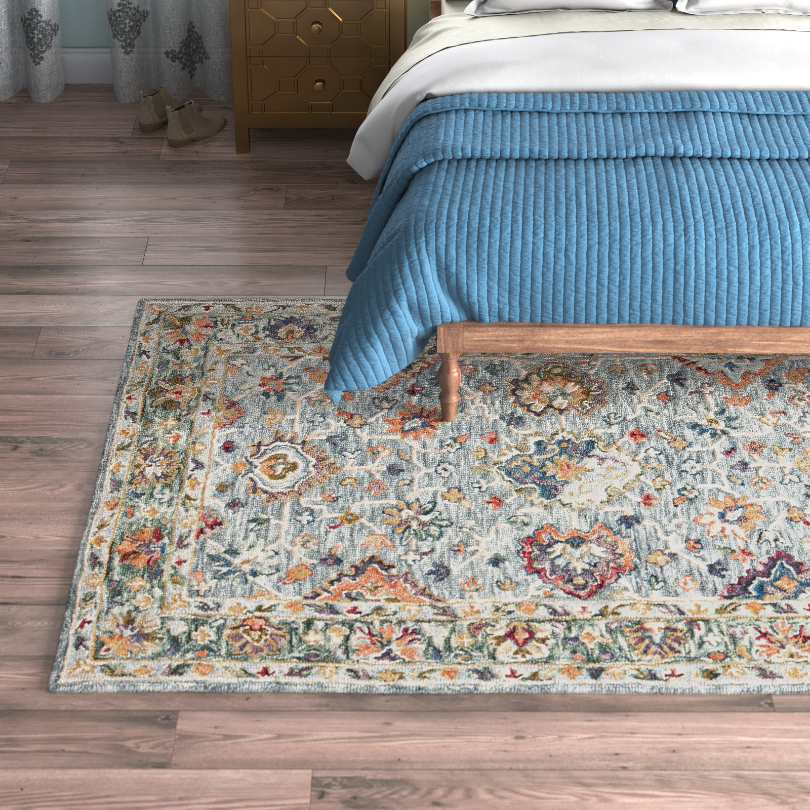 Langley Street Oriental Hand Tufted Wool/Cotton Area Rug in Gray/Green ...