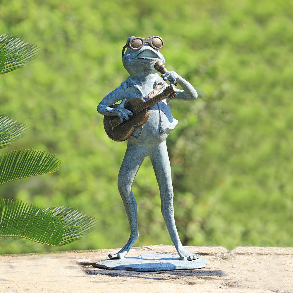 Trinx Rock Star Frog Garden Statue | Wayfair