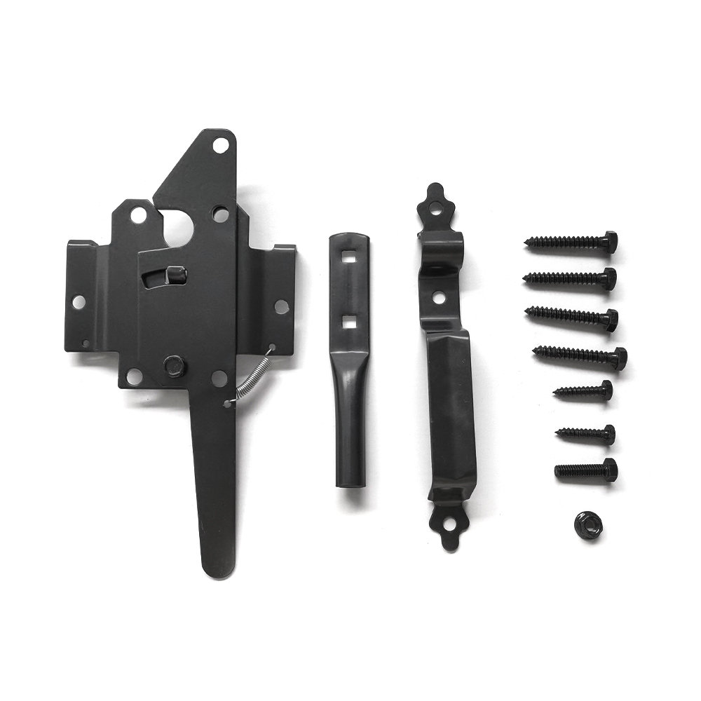 Skysen Steel Wood Fence Self Closing Gate Latch With Handle Black | Wayfair