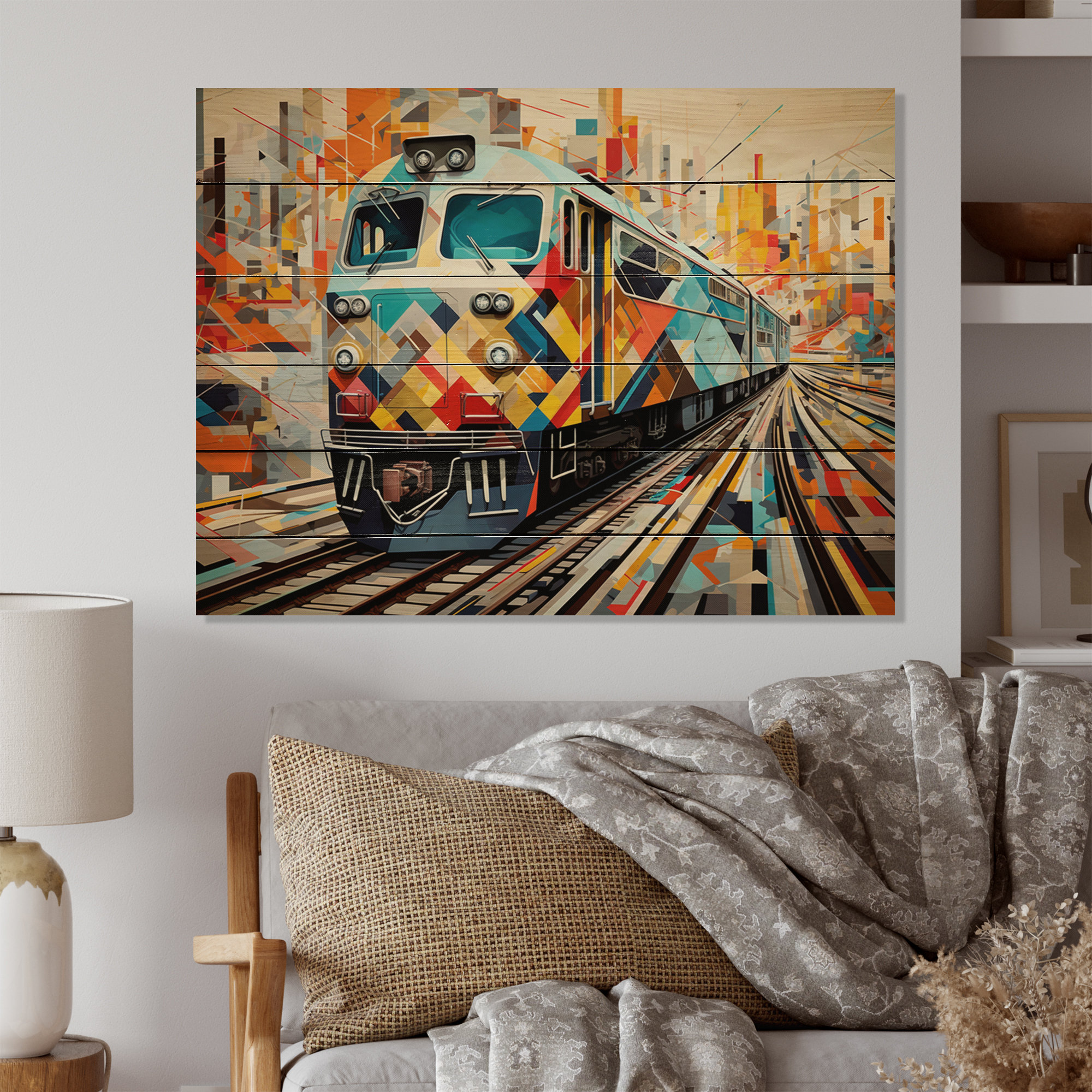 Red Barrel Studio® Scharlotte Abstract Train Geometric Express II On ...