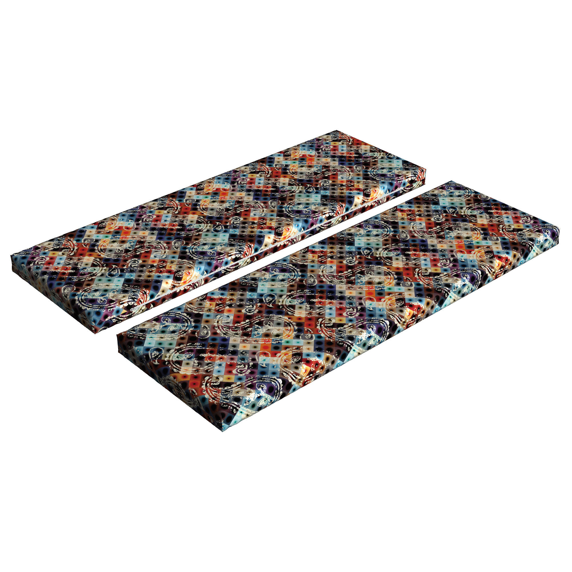 Ambesonne Modern Bench Cushion Set Of 2, Geometric Retro Design ...