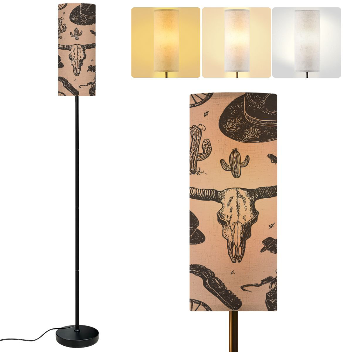 East Urban Home 68.5" Standing Floor Lamp Western style light brown ...