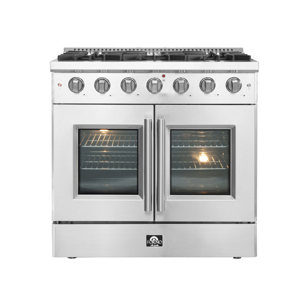 Forno Galiano 36-inch French Door Gas Range Stainless Steel, 6 Burners ...