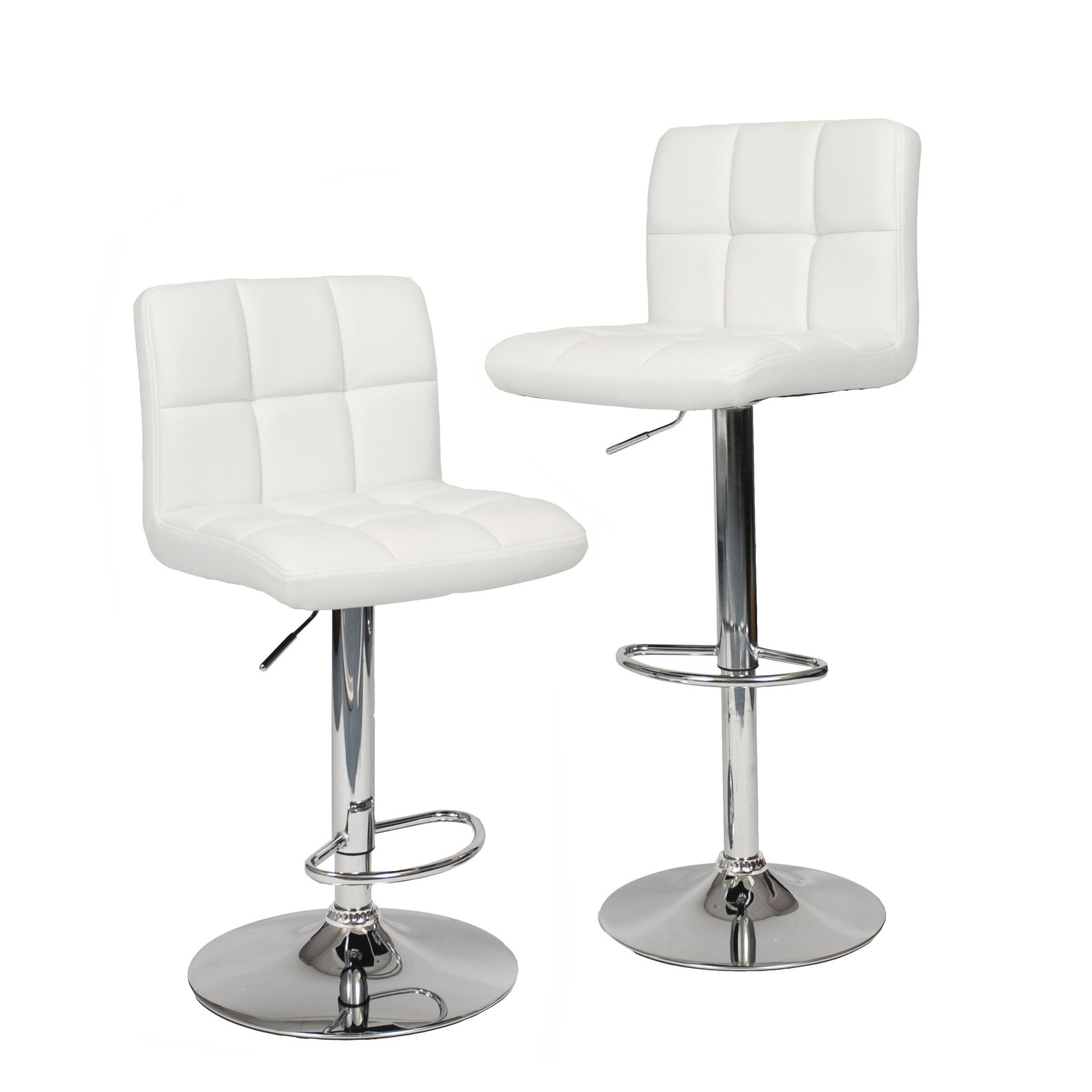 Ivy Bronx Hydraulic Adjustable White Bar Stools Of 2 - Faux Leather ...