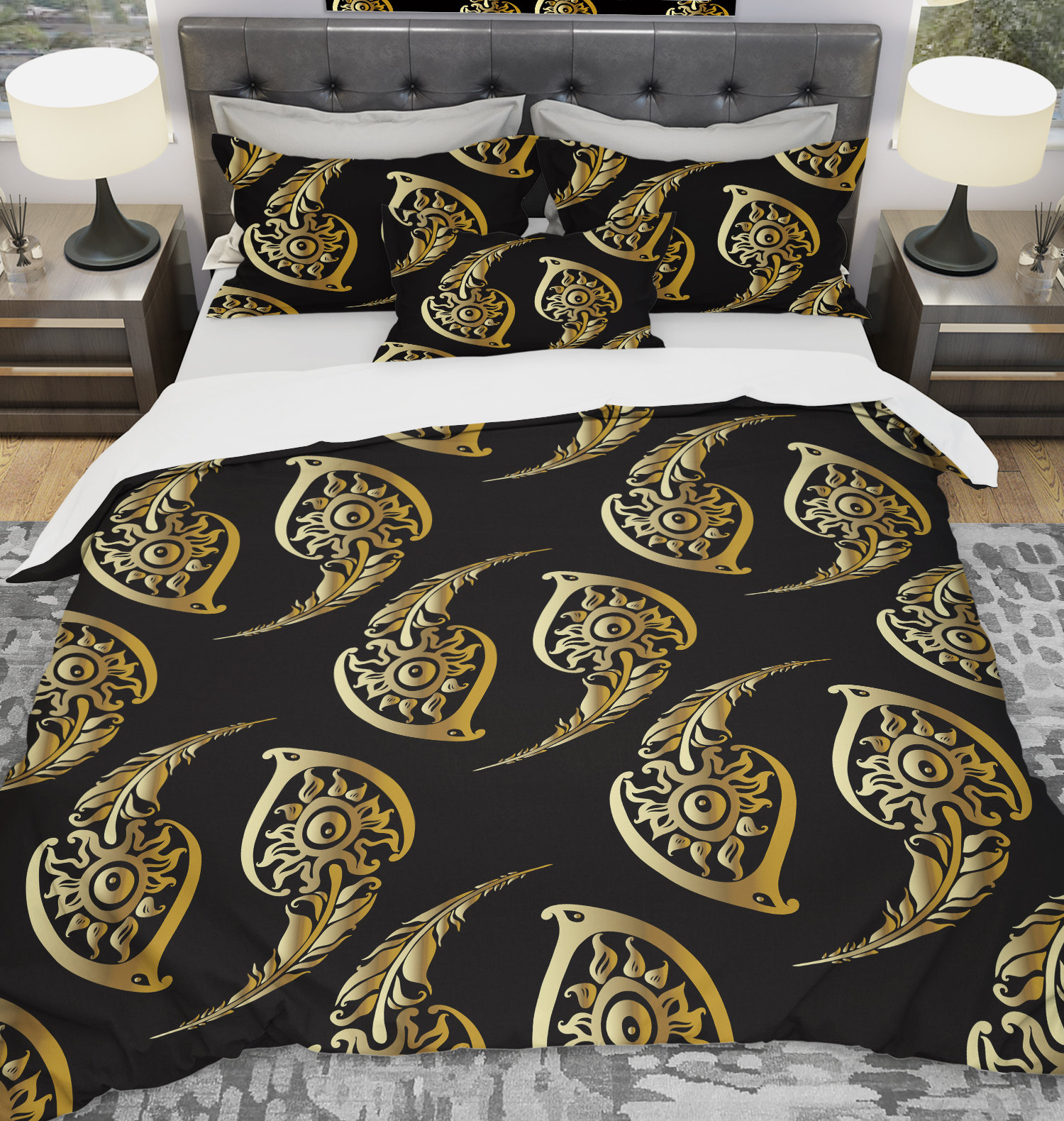 Design Art Ensemble de housse de couette designart luxe peacock plumes ...