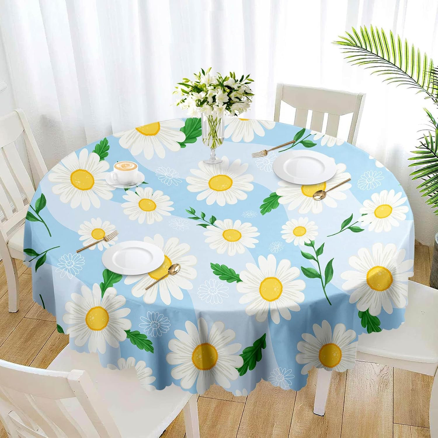 Lark Manor™ Round Tablecloth Wrinkle Free Table Cover Floral Tablecloth ...