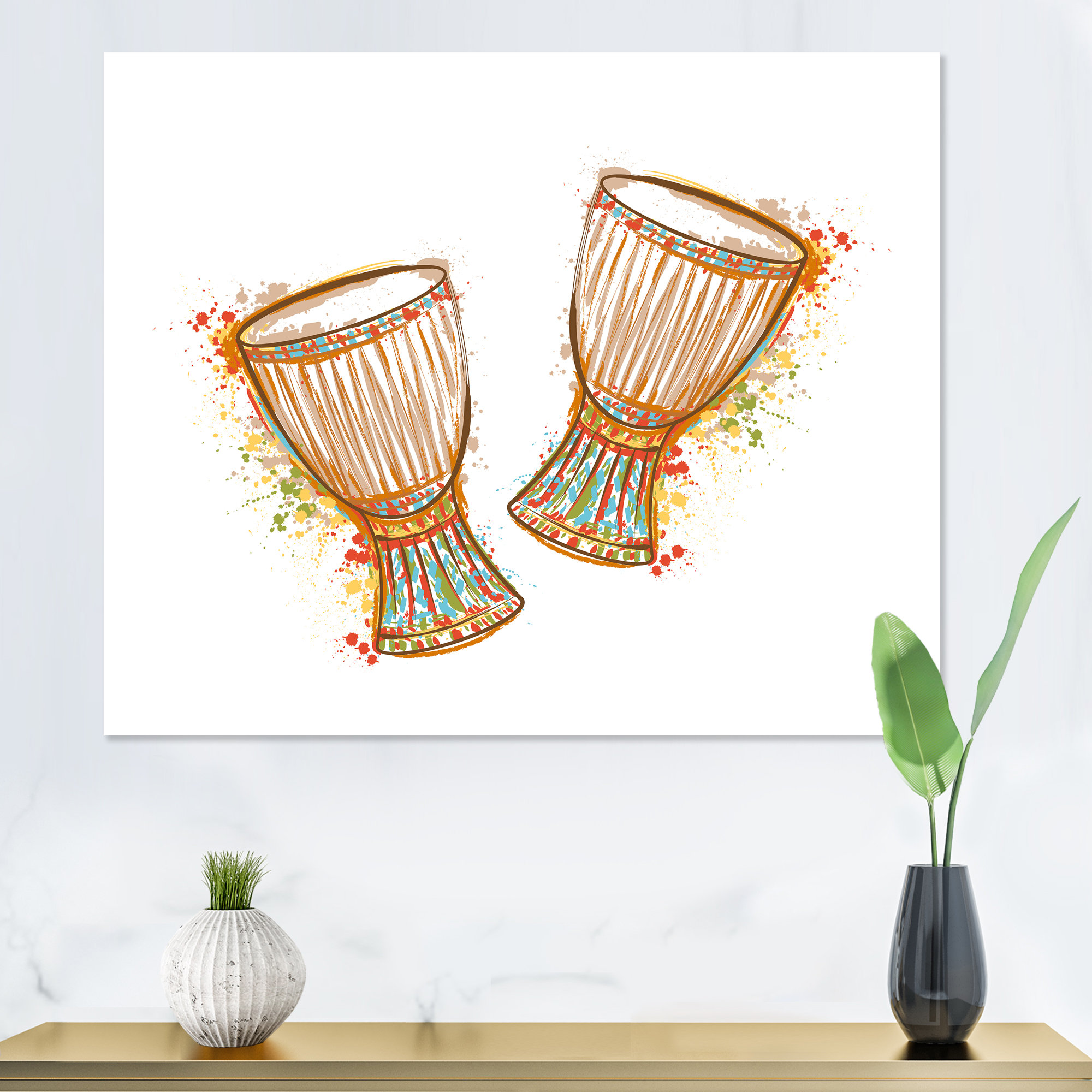 East Urban Home Traditional Tam Tam Drums III - Painting on Canvas ...