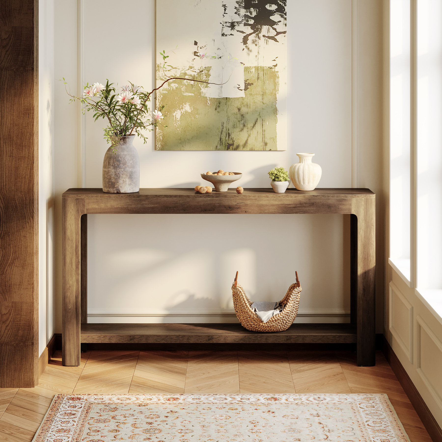 Millwood Pines 2-Tier Entryway Console Table, Narrow Long Sofa Table ...