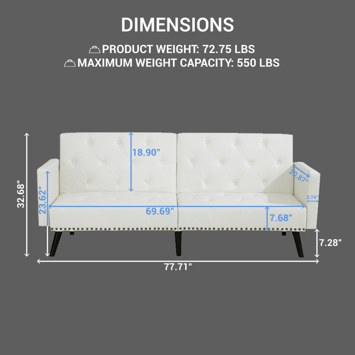 Williston Forge Sprague 75" Faux Leather Tuxedo Arm Sofa with ...
