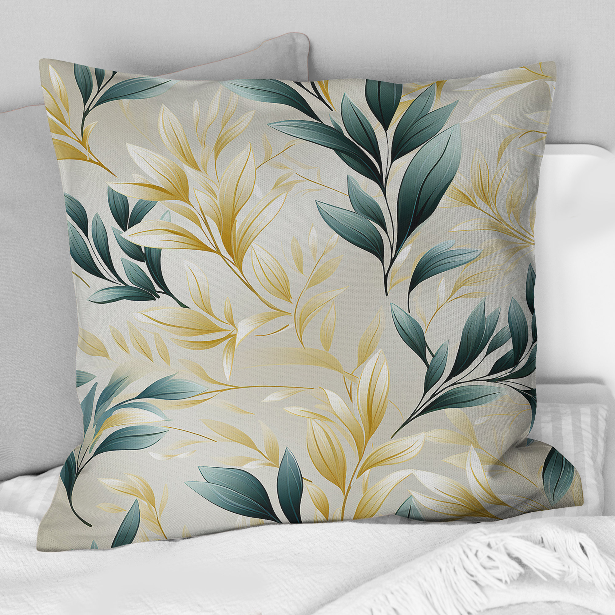 Design Art Delicate Ferns Plants Printed Throw Pillow | Wayfair