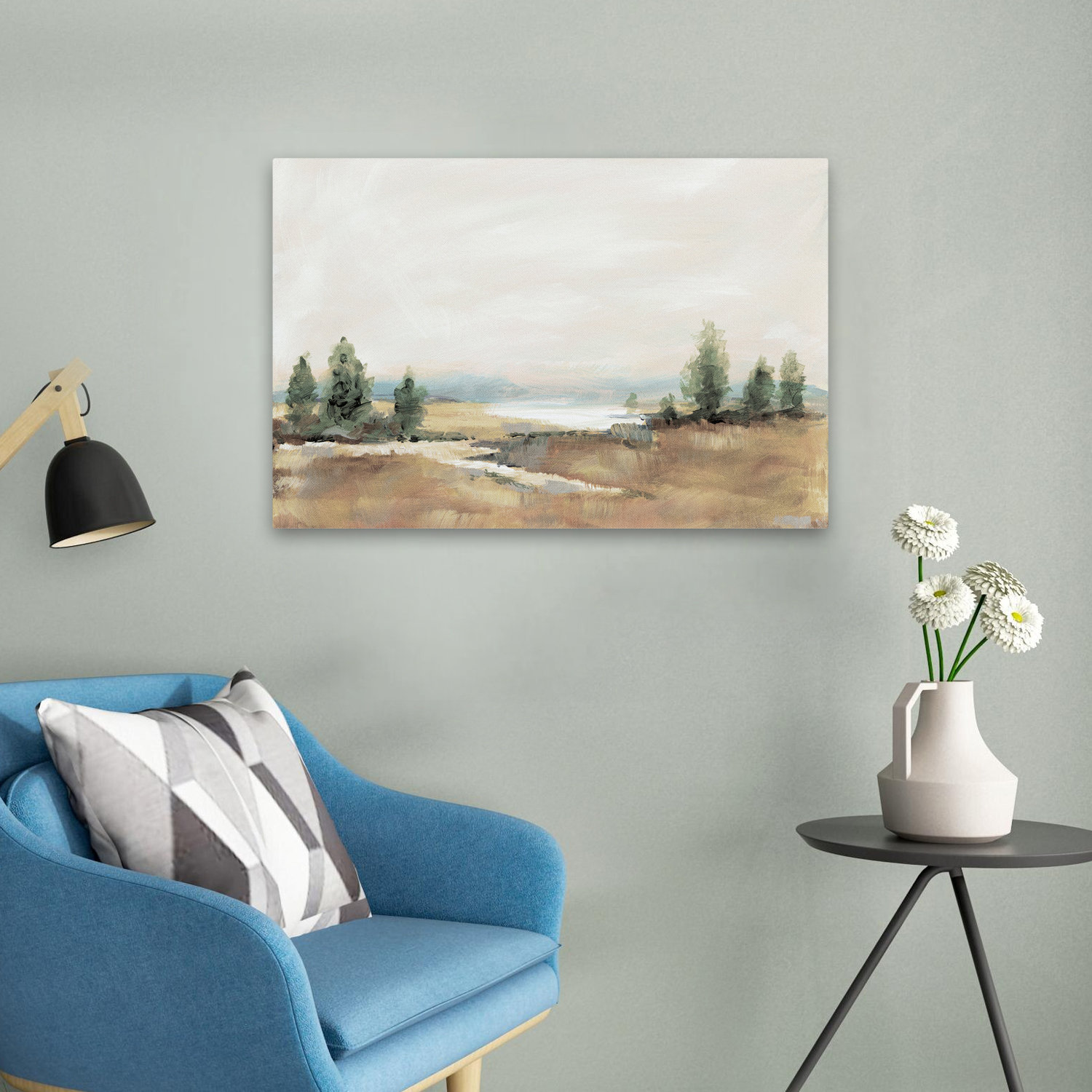 Ophelia & Co. Amity Pond Neutral - Acrylic Autumn Blue Brown Art ...