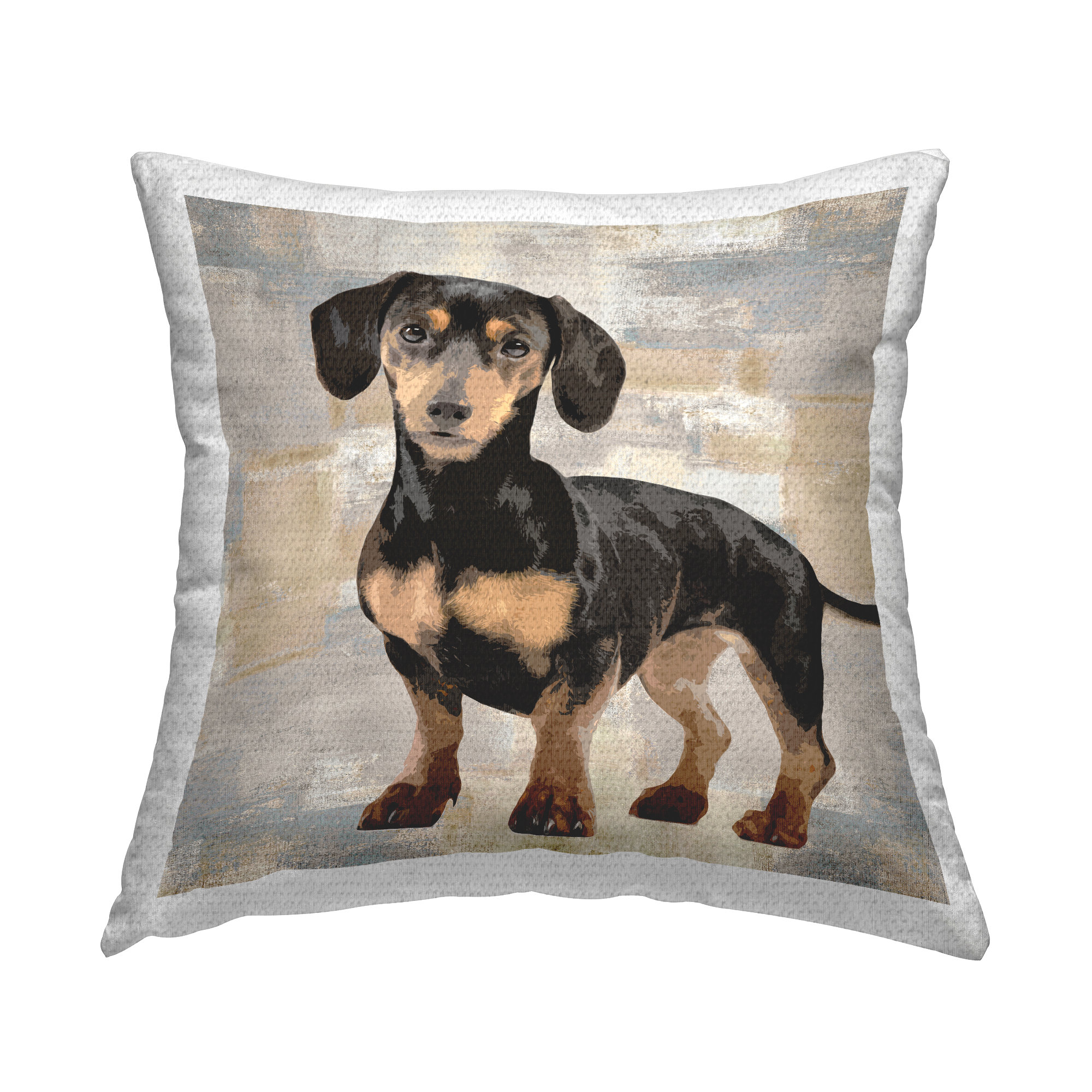 Stupell Industries Dachshund Dog Portrait Neutral Grey Beige Patchwork ...