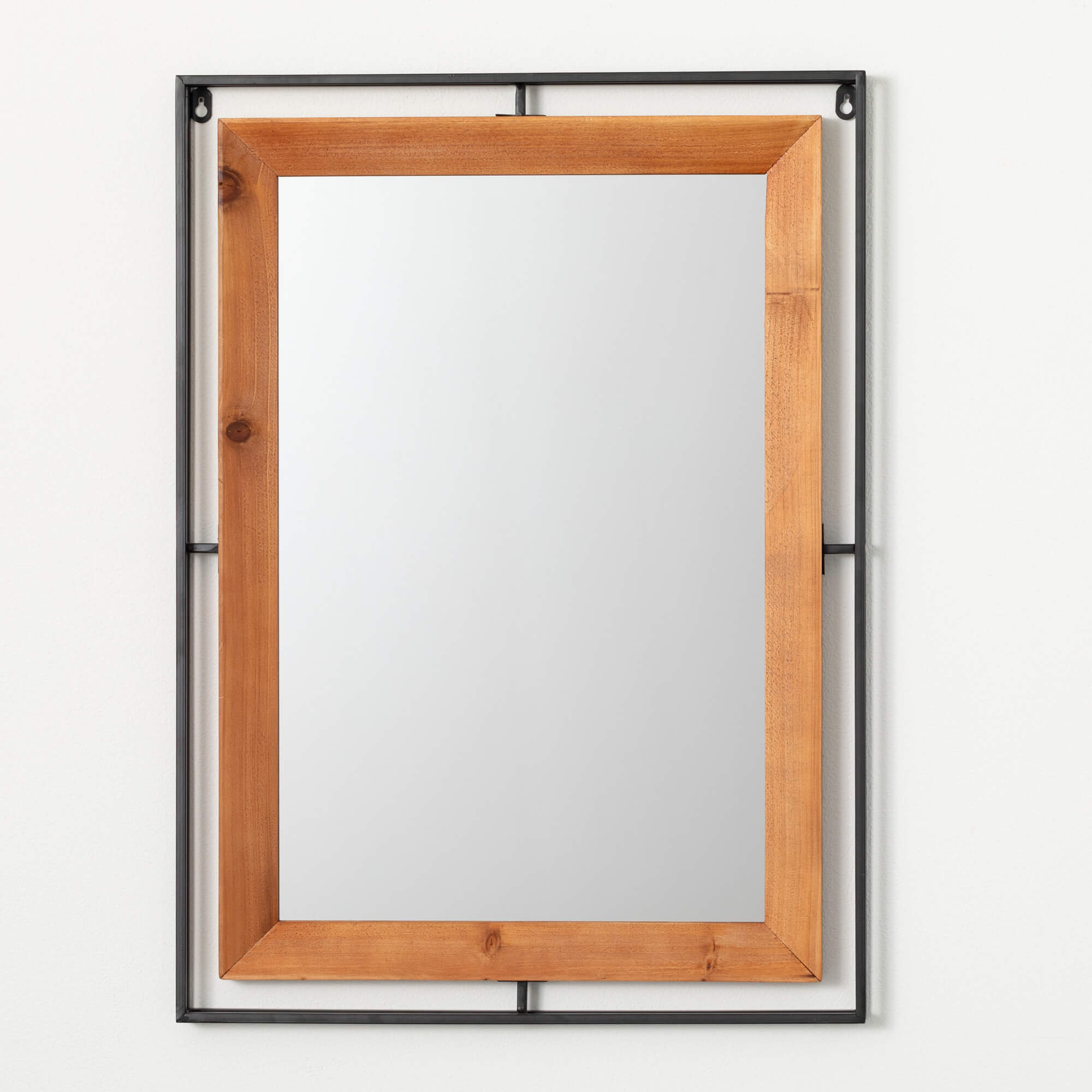 17 Stories Thesda Rectangle Wood Wall Mirror | Wayfair