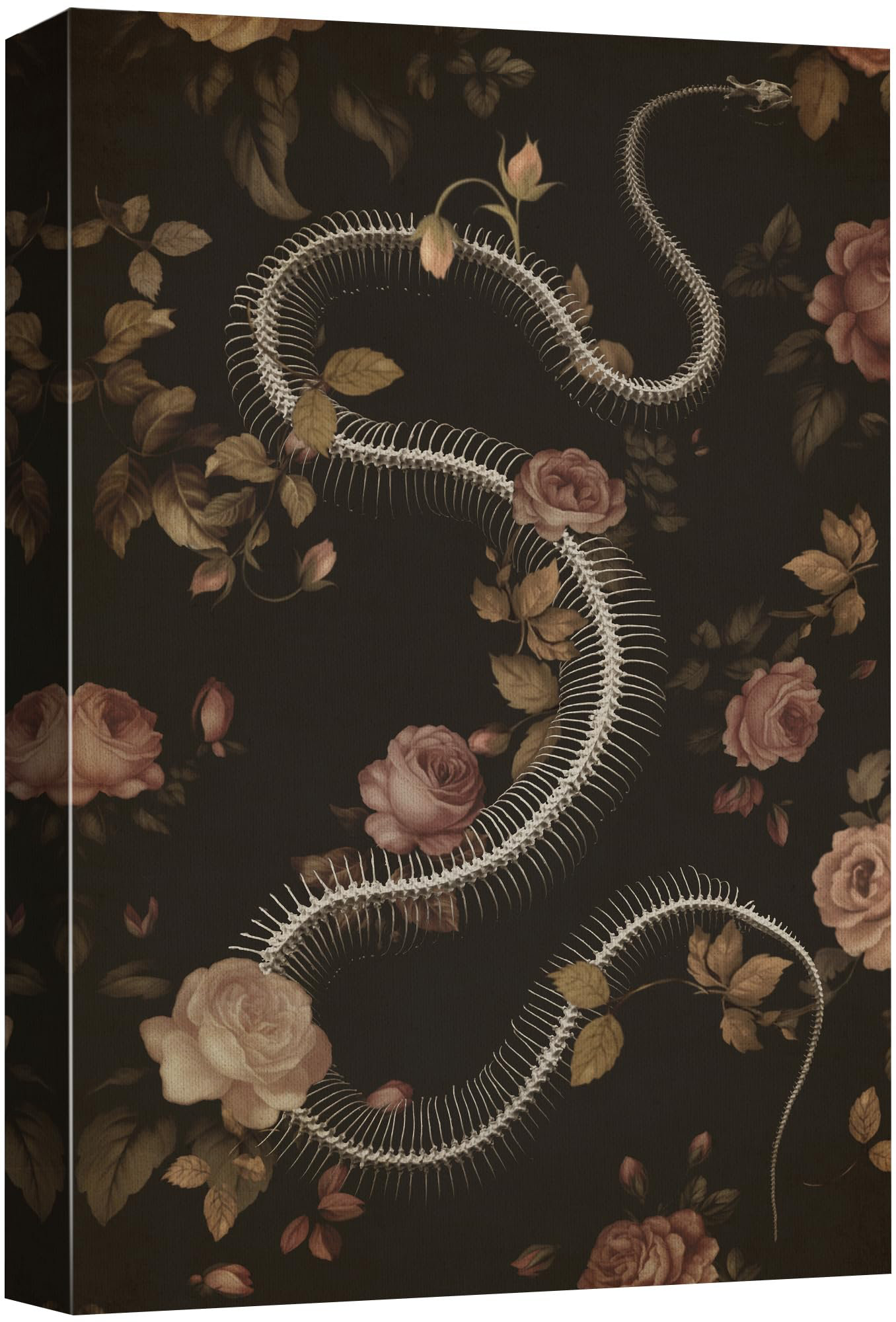 IDEA4WALL " Moody Floral Snake Skeleton Gothic Moody Dark Illustrations ...