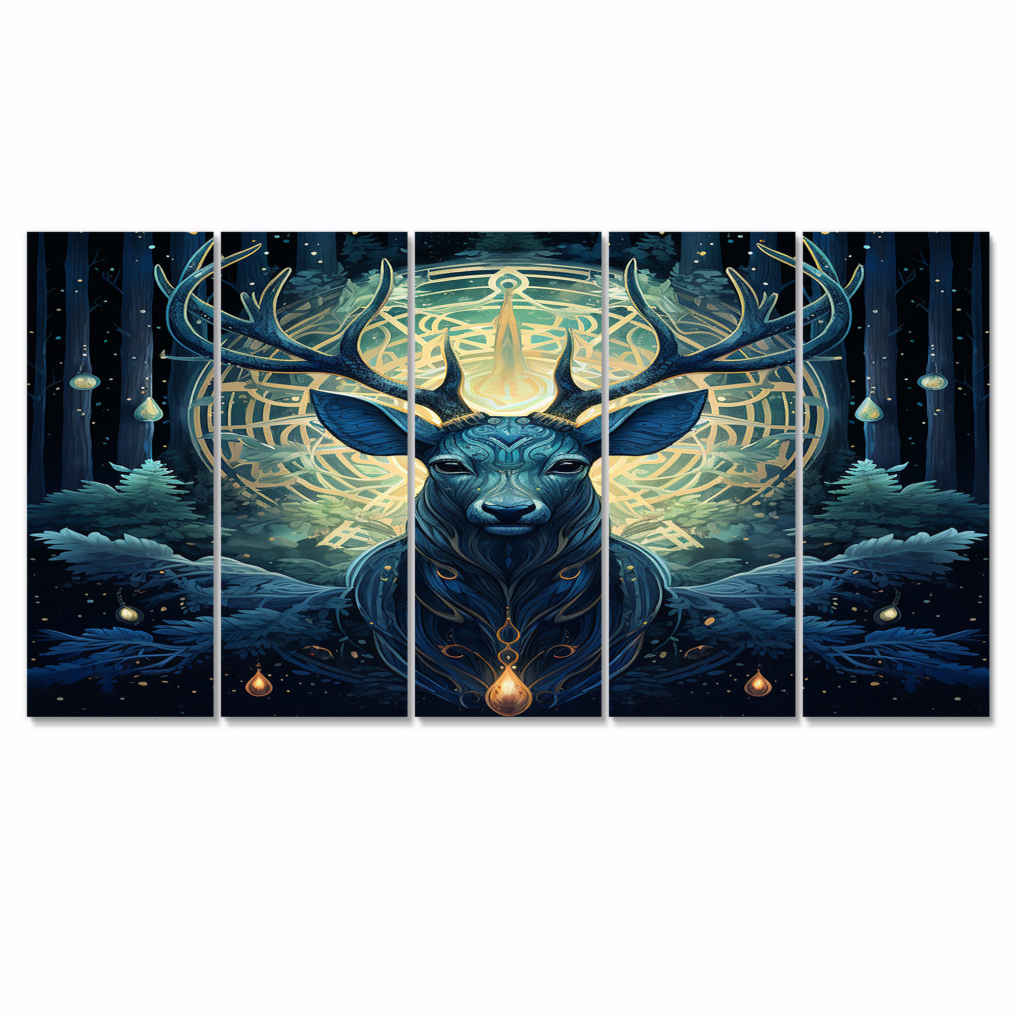 Trinx Celestial Deer Antlers Enchanted Forest II - Deer Animal Wall Art ...