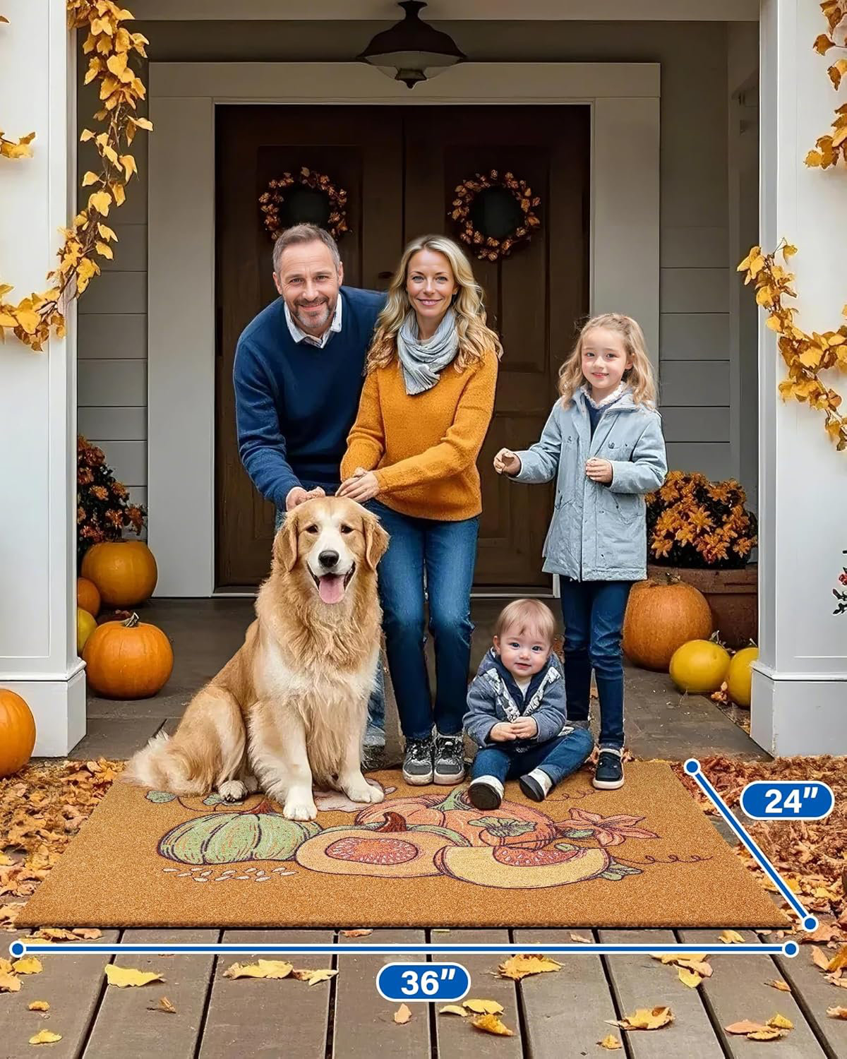 Lazio Door Mat Outside Entrance Welcome Matt Pumpkin Ghost Pattern For ...