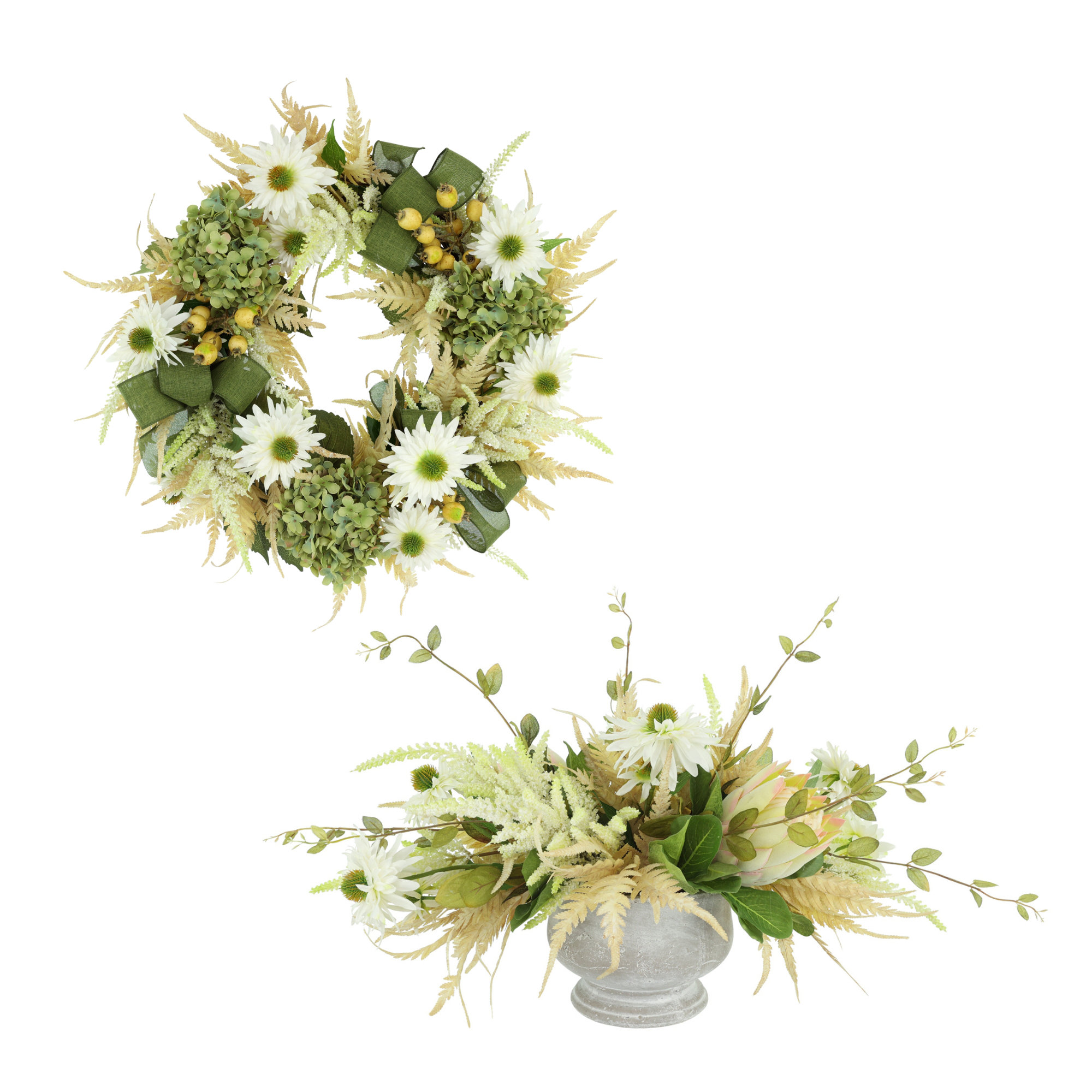Creative Displays, Inc. Hydrangea Fall Wreath and Centerpiece | Wayfair