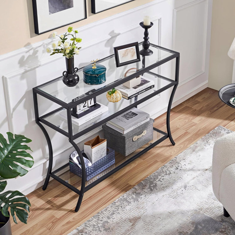 Orren Ellis Newcastle 14'' Glass Top Console Table | Wayfair