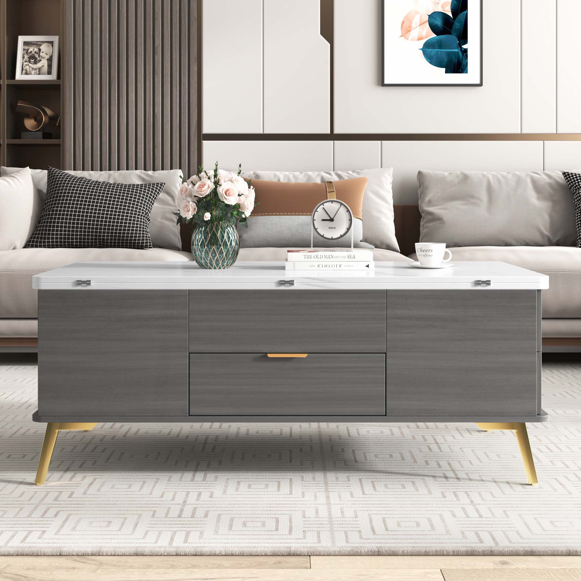 Everly Quinn Coffee Table with Drawers,Lift Up Top | Wayfair