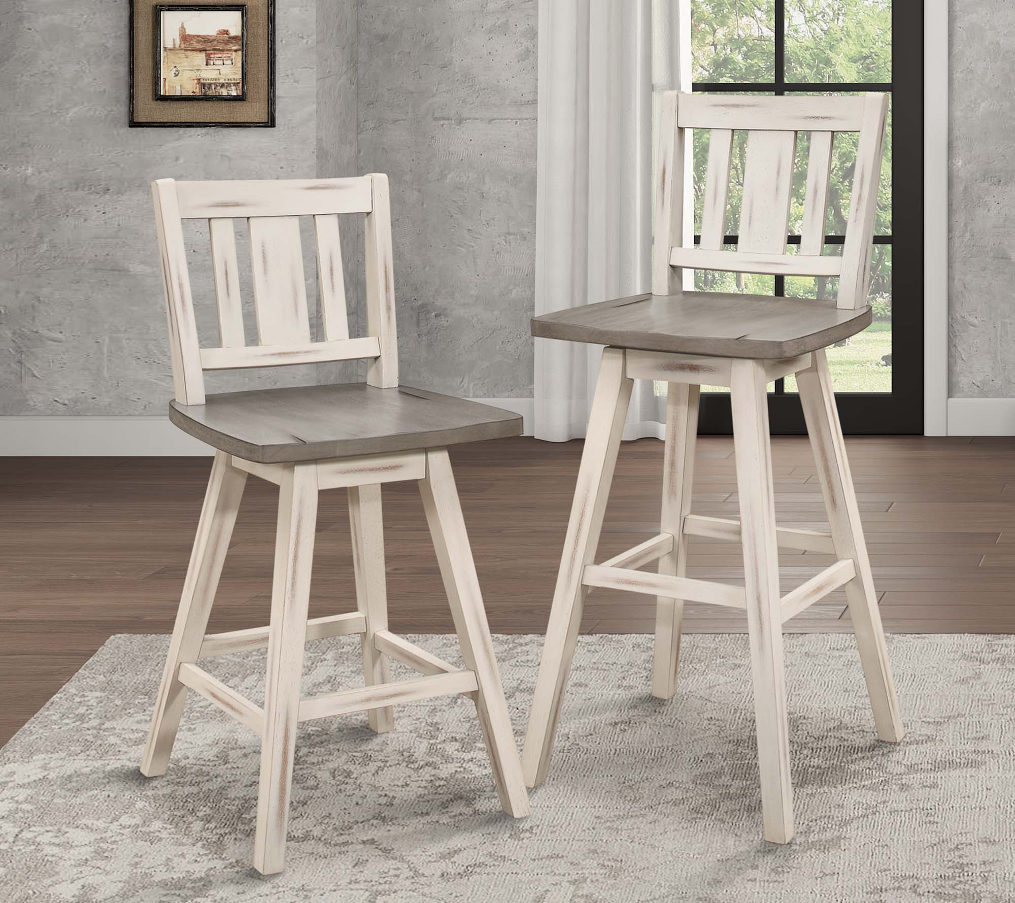 GRILLO HOME 360-Degree Swivel Chair Counter Height Chairs Set Of 2 ...