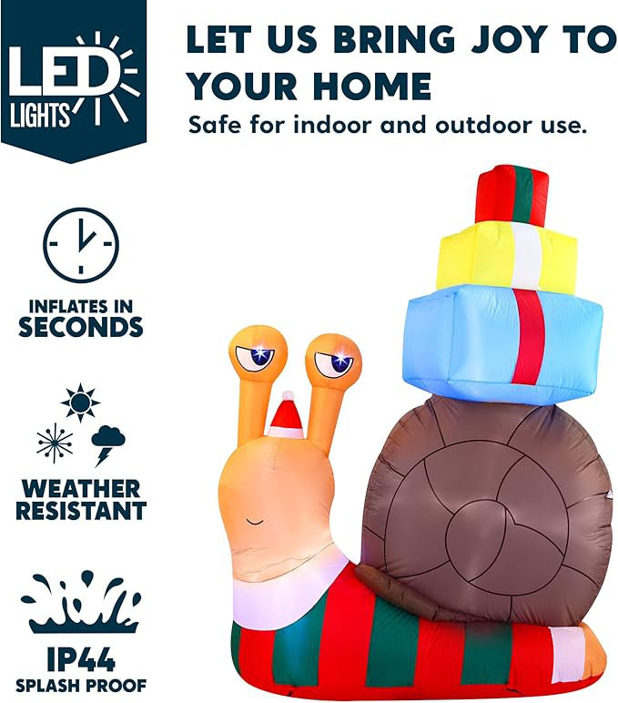 The Holiday Aisle® 6 FT Tall Christmas Inflatable Cute Snail | Wayfair