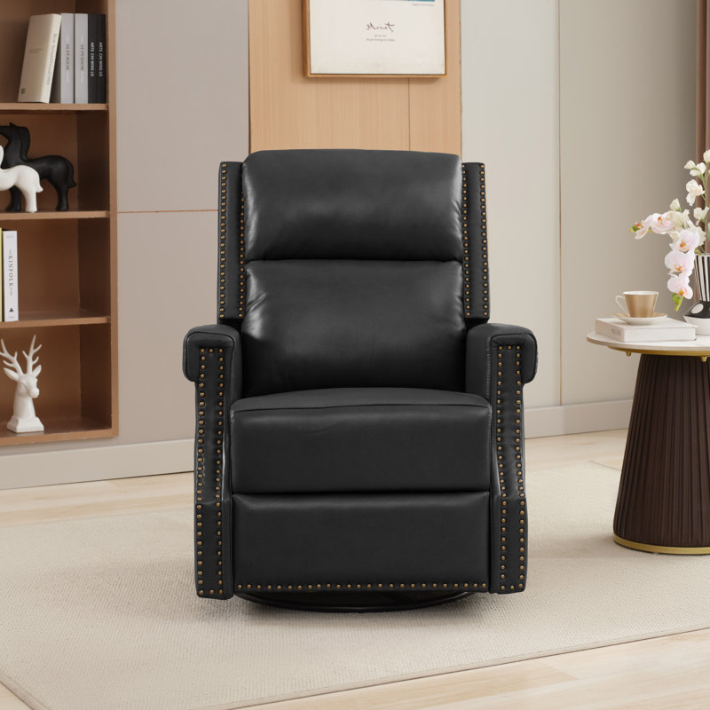 Lark Manor™ Genuine Leather Swivel Rocking Recliner & Reviews | Wayfair