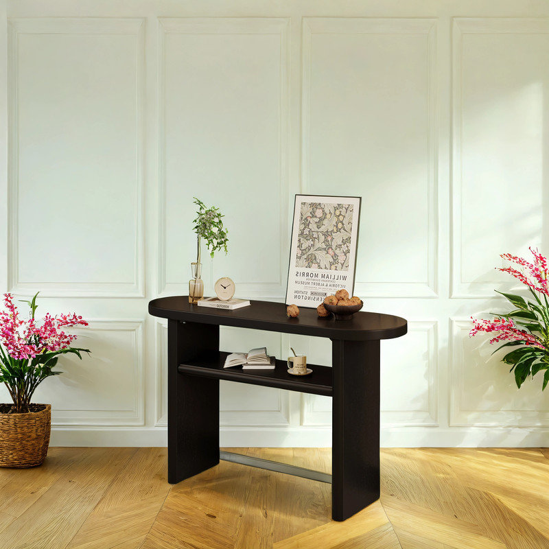 Latitude Run® Console Table with Round Edges,Shelf Design Table,Elegant ...