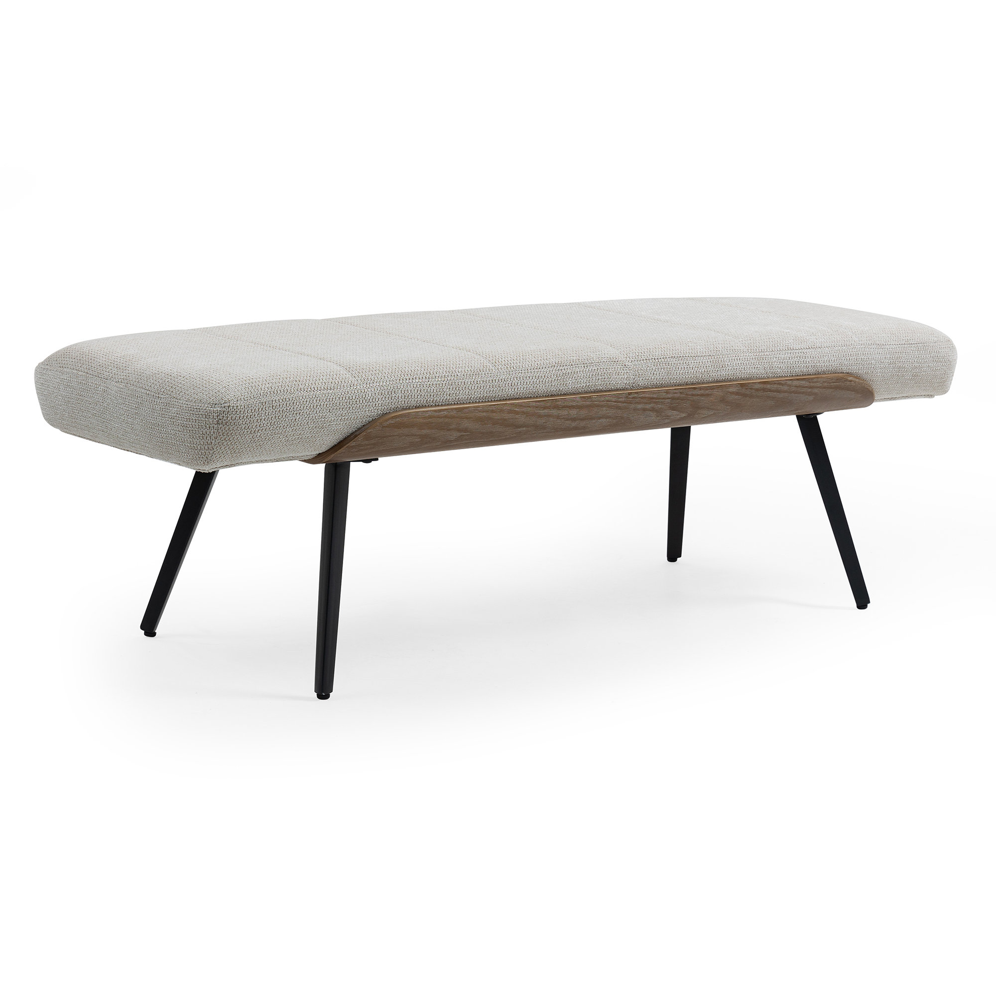 George Oliver Bevin Beige Washed Woven Fabric Bench with White Washed ...