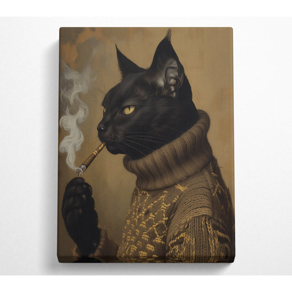 Happy Larry Smoking Cat Canvas Print | Wayfair.co.uk