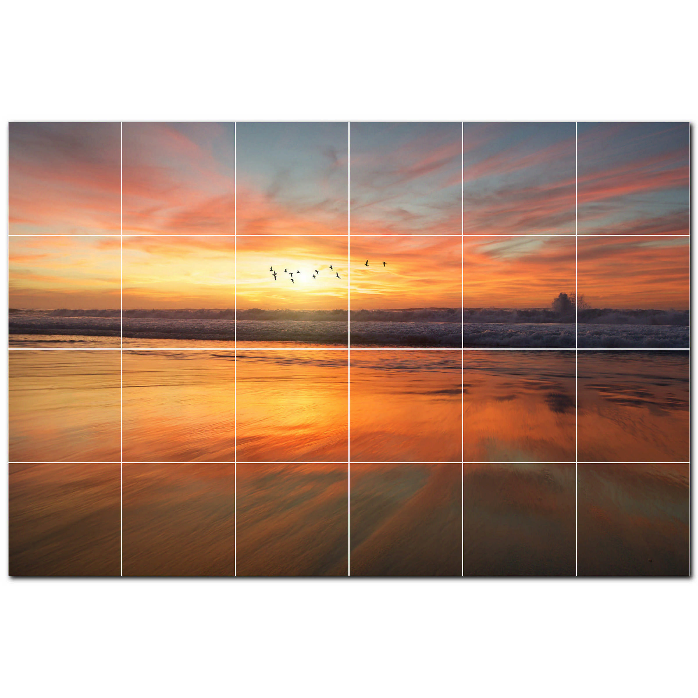 Picture-Tiles.com Sunset Photo 12'' x 12'' Satin Ceramic Decorative ...
