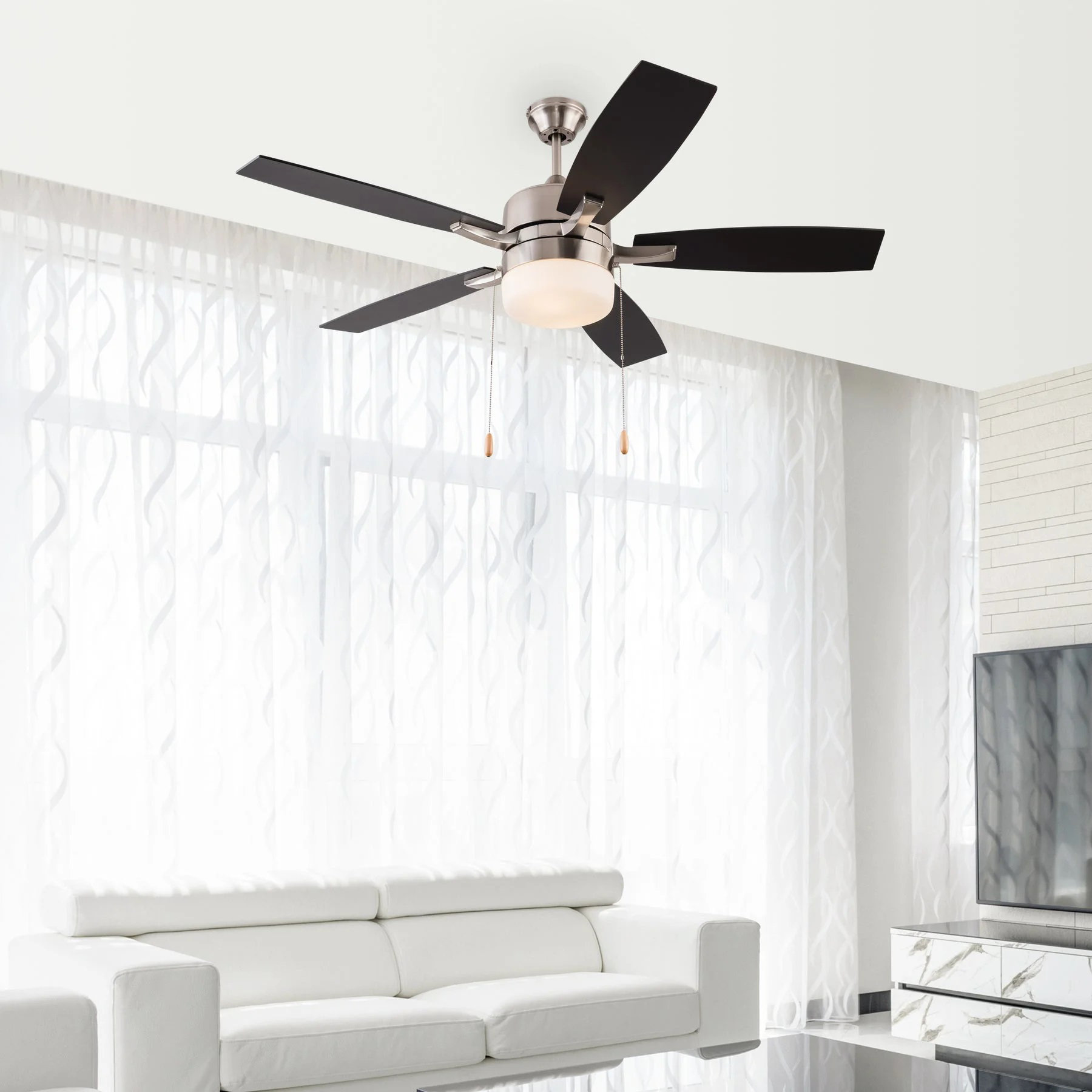 SIMPOL HOME 52-Inch Ceiling Fans with Lights, Pull Chain Control, 5 ...