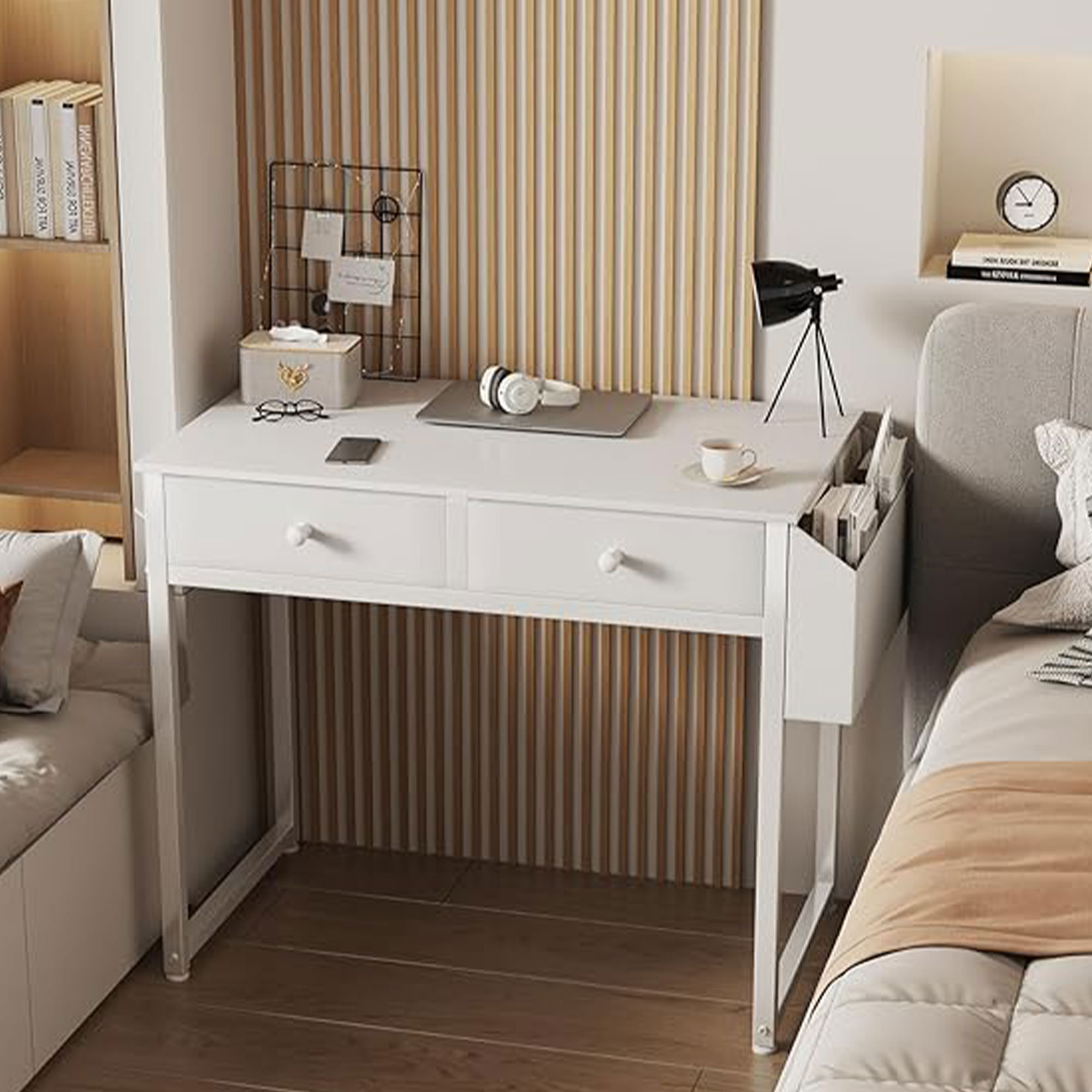 Ebern Designs Small Computer Desk Home Office Desk With 2 Drawers ...