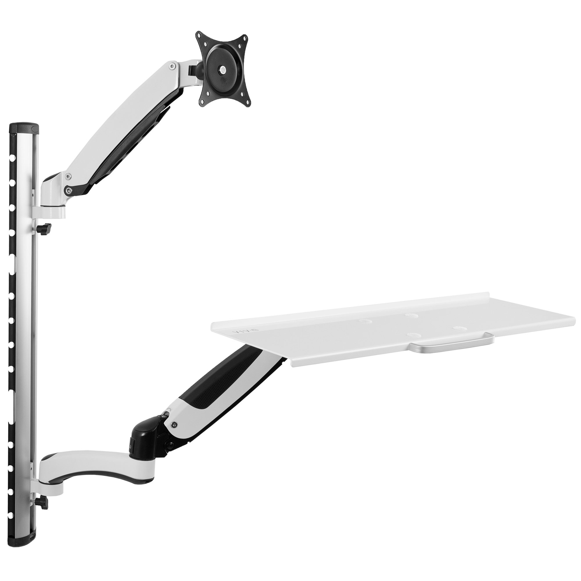 Vivo VIVO White Sit-Stand Wall Mount Counterbalance Monitor Keyboard ...