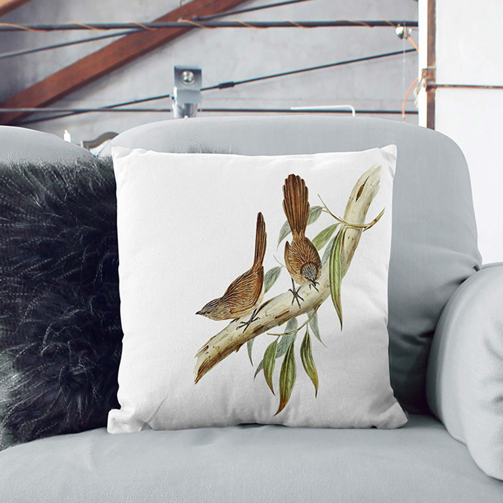East Urban Home Large-Tailed Wrens by Elizabeth Gould Cushion with ...