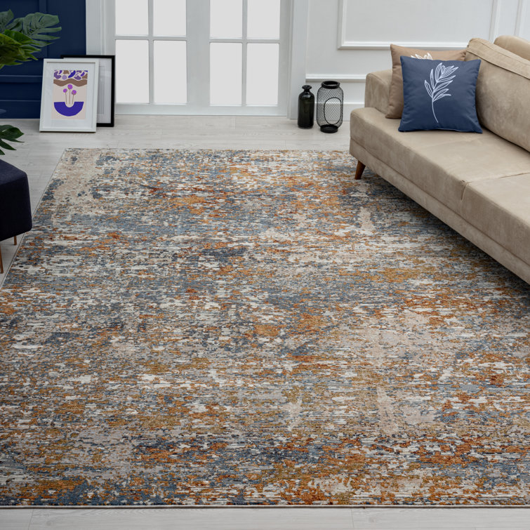 17 Stories Arrika Blues/Rust/Beige Area Rug | Wayfair